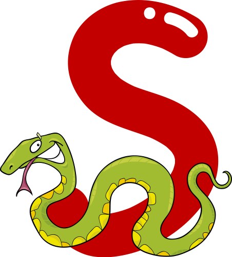 Alphabet letter s and snake Royalty Free Vector Image