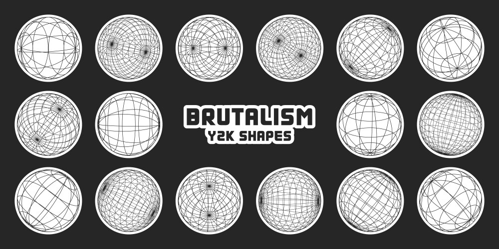 Wireframe lined shapes perspective mesh 3d grid Vector Image