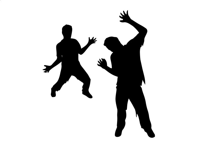 Zombie standing and walking silhouette style Vector Image