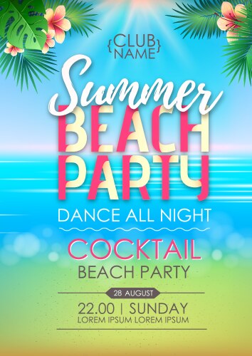 Summer beach party advertisement poster template Vector Image