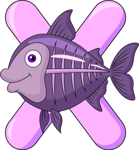 X-ray tetra cartoon fish Royalty Free Vector Image