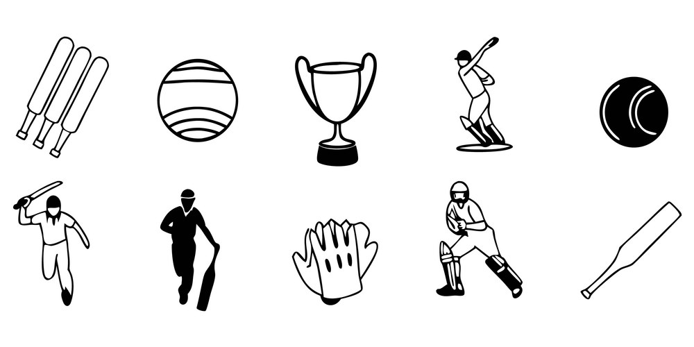 Cricket Elements Doodle Set – Royalty-Free Vector | VectorStock