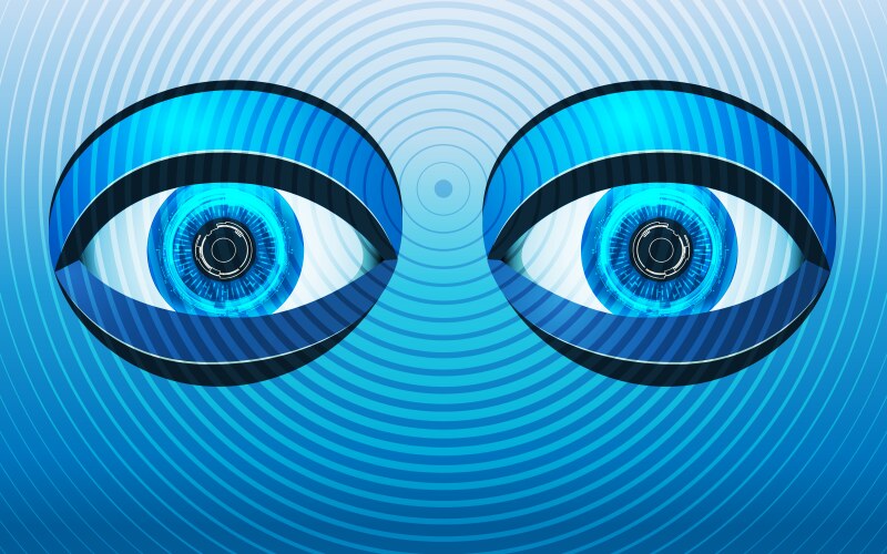 Big eyes blue a white tiger close-up Royalty Free Vector