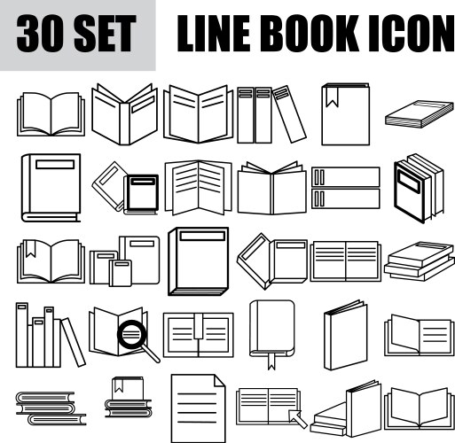 Literary exploration icon set book reading symbol Vector Image