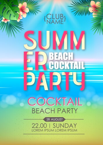 Summer beach party advertisement poster template Vector Image