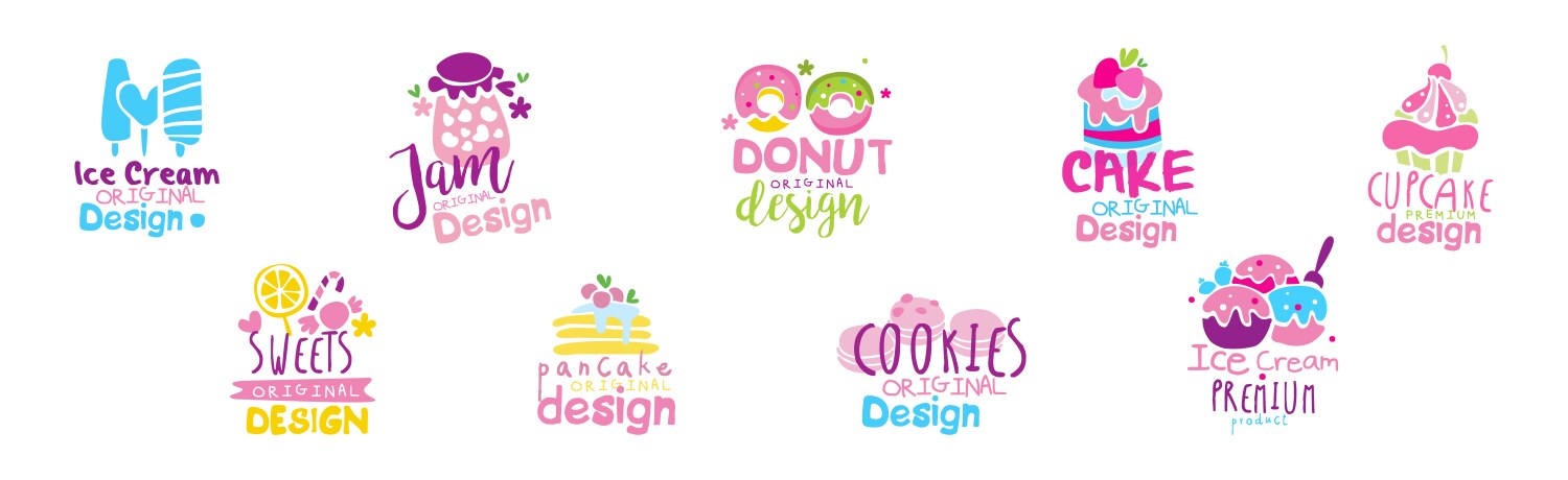 Sweet shop logo original design template Vector Image