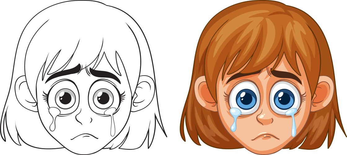 A girl with tears and sad expression Royalty Free Vector