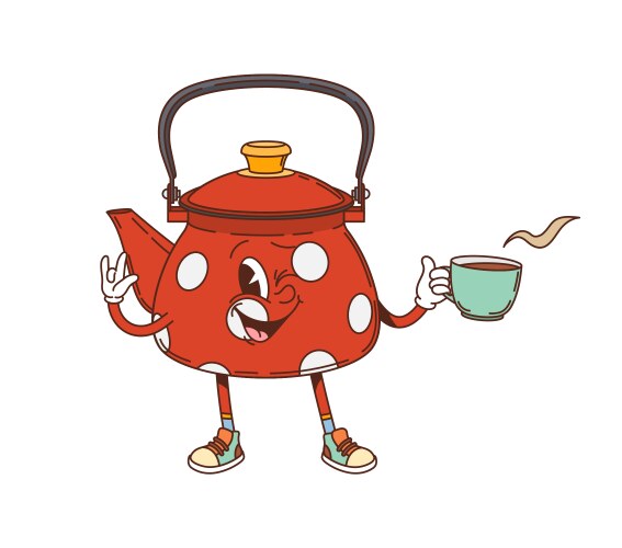 Teapot or kettle cartoon character Royalty Free Vector Image