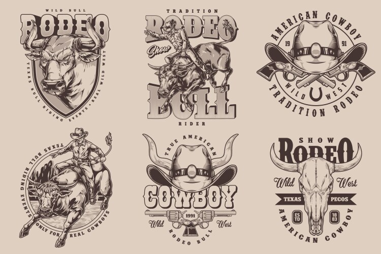 Rodeo emblem set Royalty Free Vector Image - VectorStock