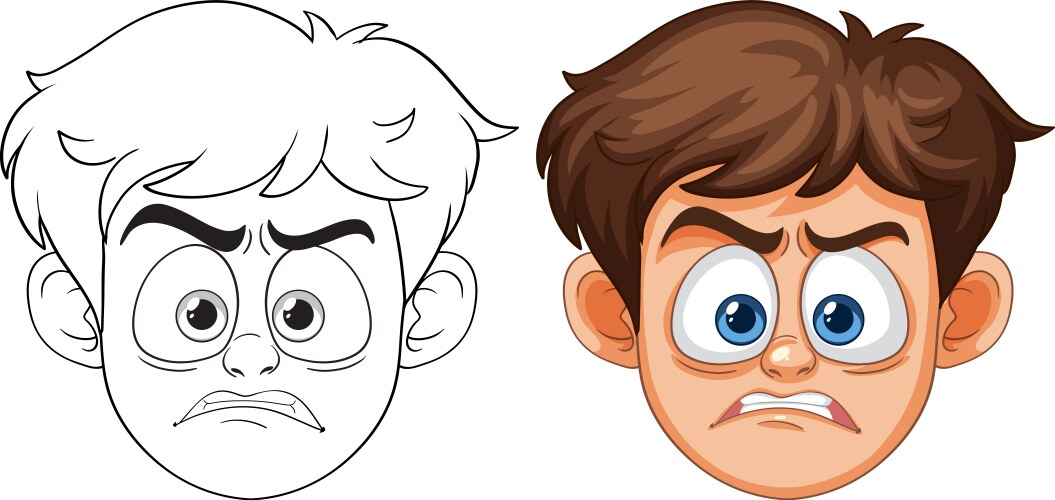 A boys angry face Royalty Free Vector Image - VectorStock