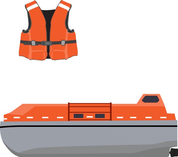 Little boy wearing blue life jacket in cartoon Vector Image