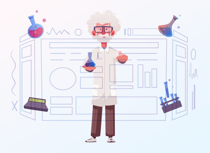 Scientist working with science tools in lab Vector Image