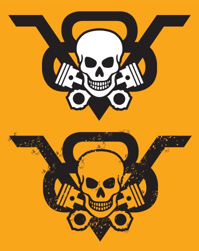 V8 engine emblem with grunge option Royalty Free Vector