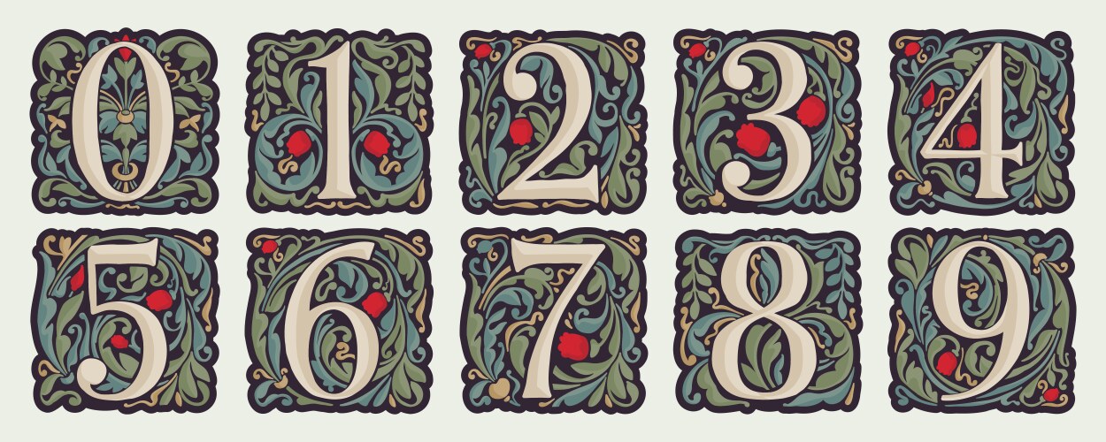 Gothic Numbers Numerals Vector Images (over 190)