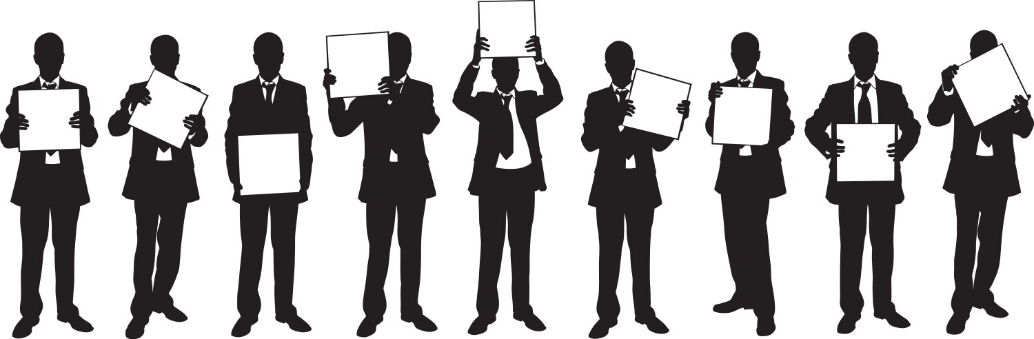 Set of people holding team sign Royalty Free Vector Image