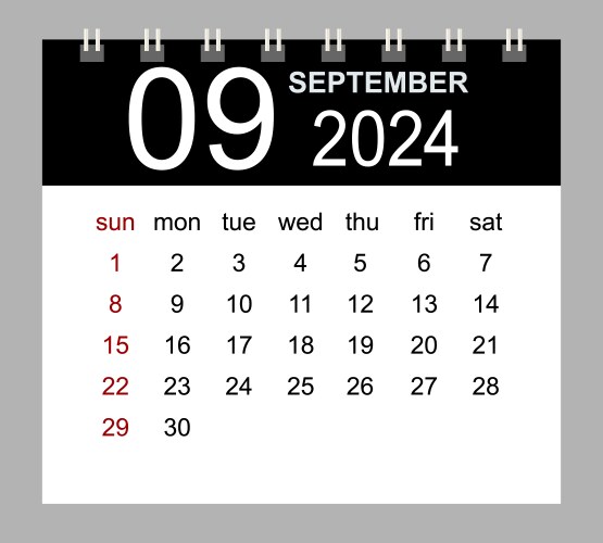 September 2024 monthly calendar template Vector Image