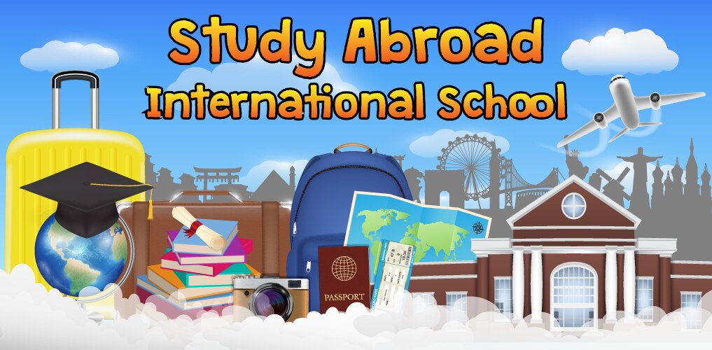Study Abroad Get International Experience Website Vector Image