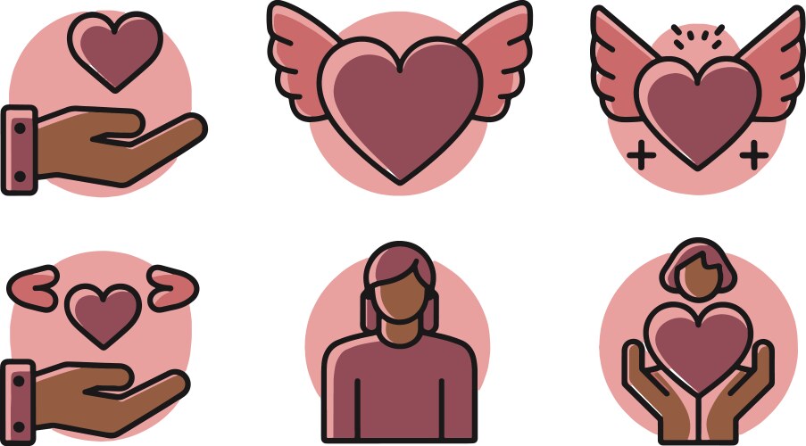 Altruism and benevolence logo icon set bundle Vector Image