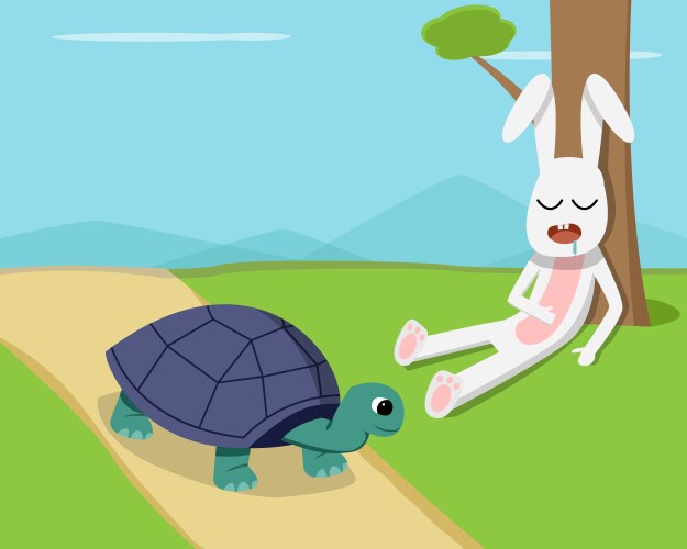 Rabbit and Tortoise Story Vector Images (39)