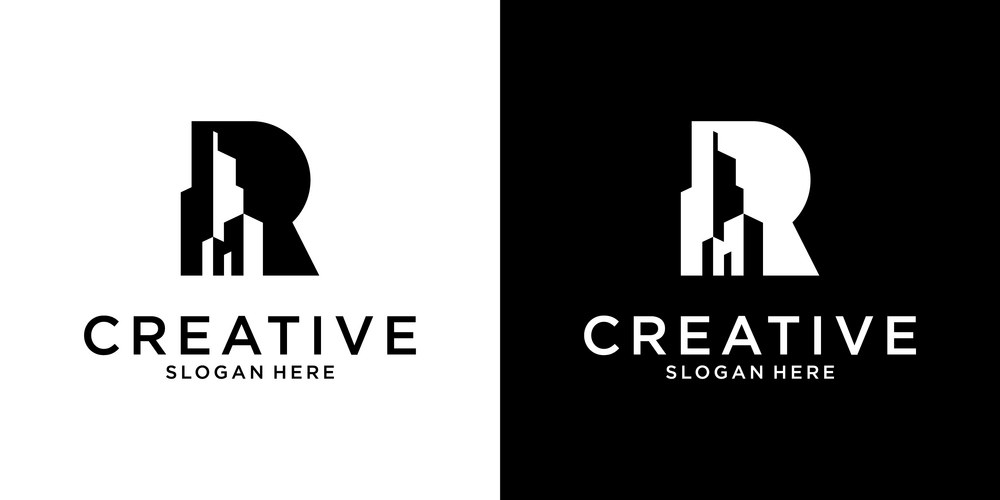 Initial letter r with building logo design – Royalty-Free Vector ...