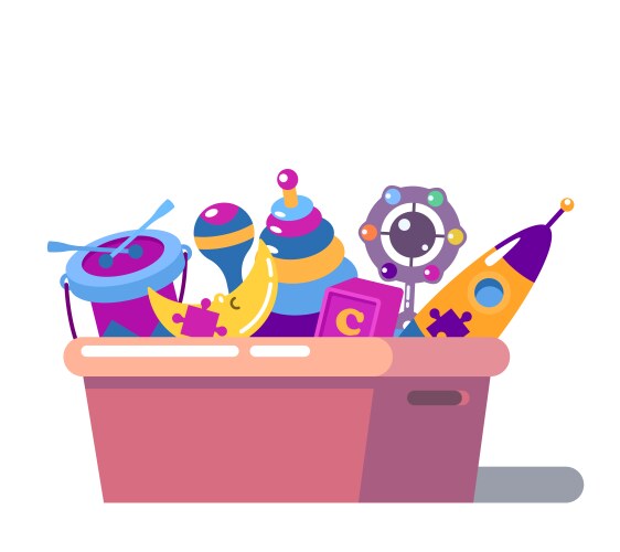 Kids toys in a box Royalty Free Vector Image - VectorStock