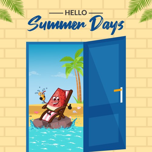 Hello summer vacation banner design Royalty Free Vector