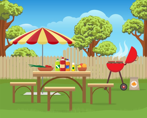 Outdoor backyard background cartoon Royalty Free Vector