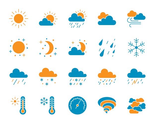 Set isolated elements baby weather Royalty Free Vector Image