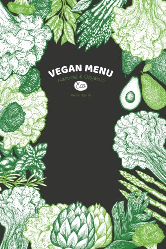 Green vegetables design template hand drawn food Vector Image