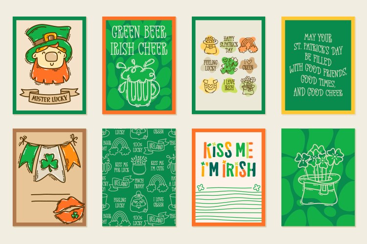St patricks day printable poster set in doodle Vector Image