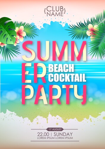 Summer beach party advertisement poster template Vector Image