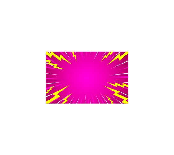 Pop art comic background with thunder flash pink Vector Image