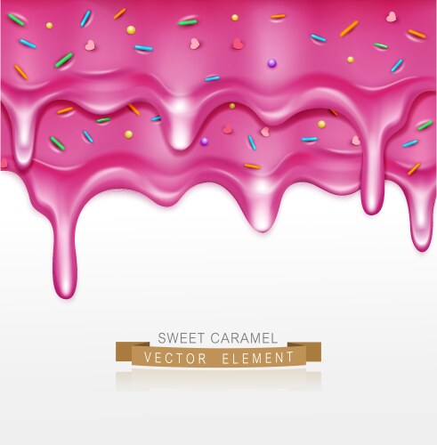 Melted pink icing drop set with sprinkles Vector Image