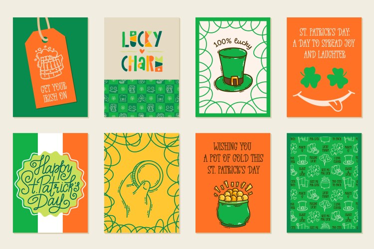 St patricks day printable poster set in doodle Vector Image