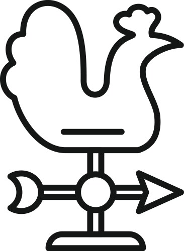 Weather vane with rooster showing wind direction Vector Image