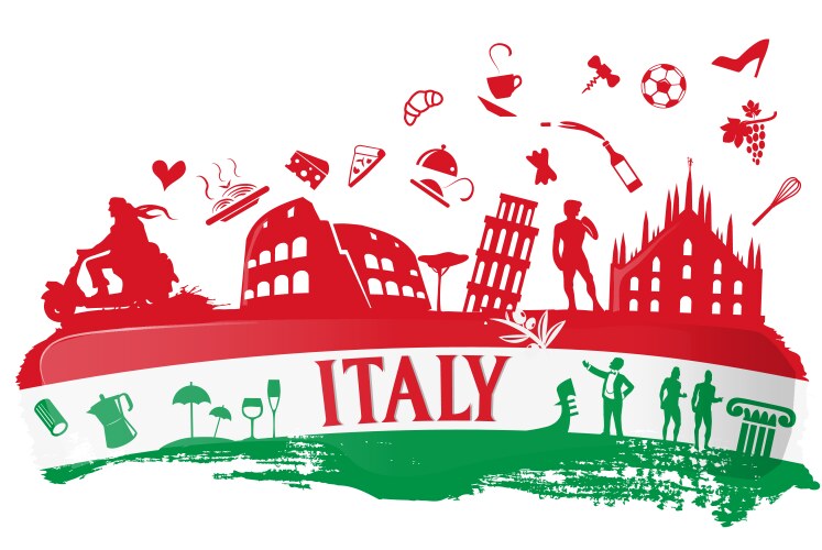 Italy icons set italian symbols and objects Vector Image