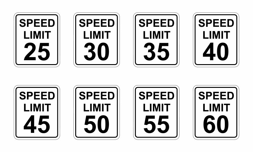 Speed limit signs Royalty Free Vector Image - VectorStock