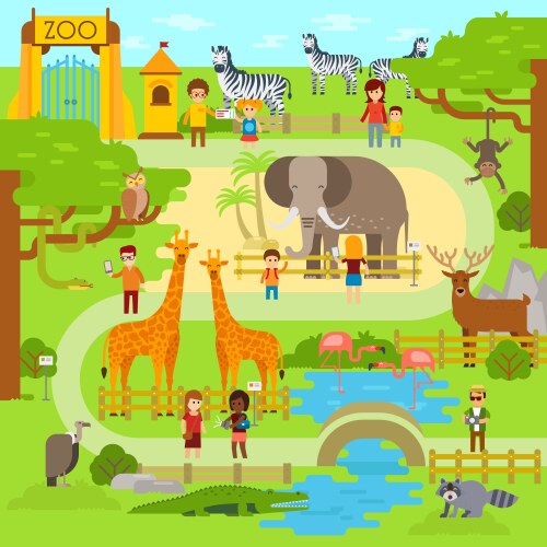 Zoo animals poster template Royalty Free Vector Image