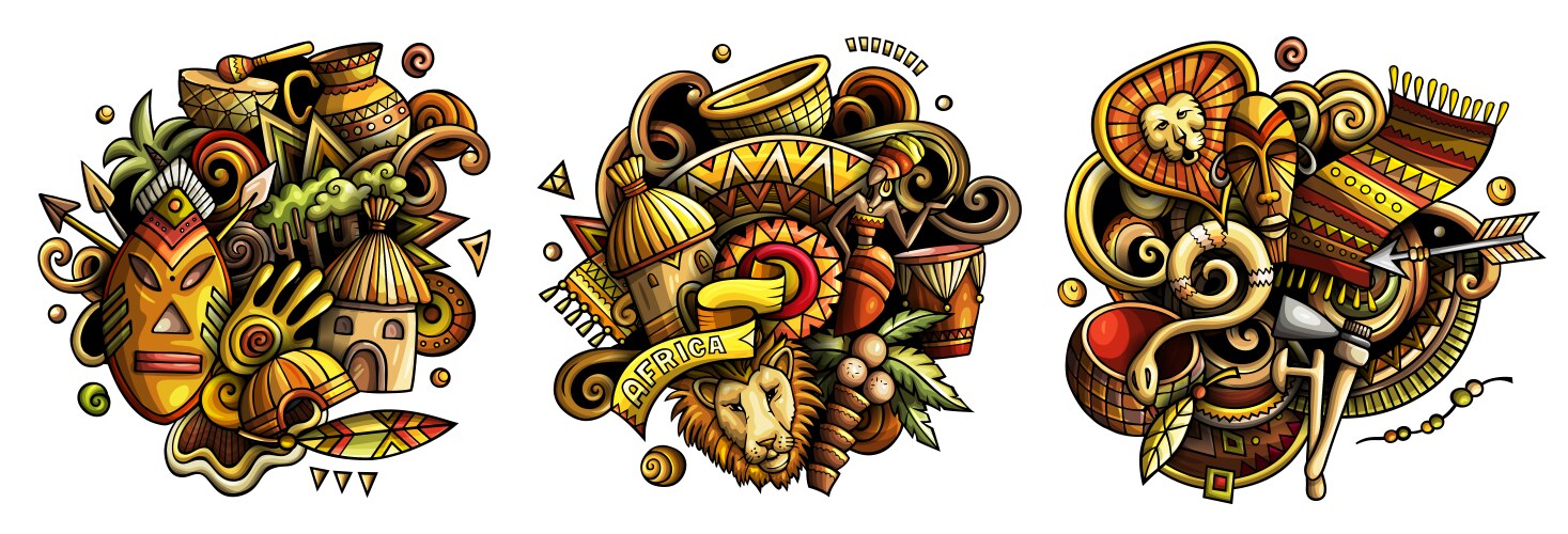 Africa hand drawn cartoon doodles Royalty Free Vector Image