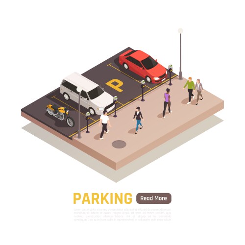 Transport parking isometric composition Royalty Free Vector