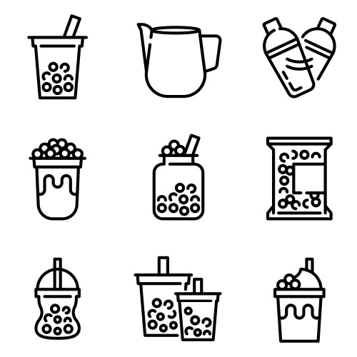 Bubble tea icon set Royalty Free Vector Image - VectorStock