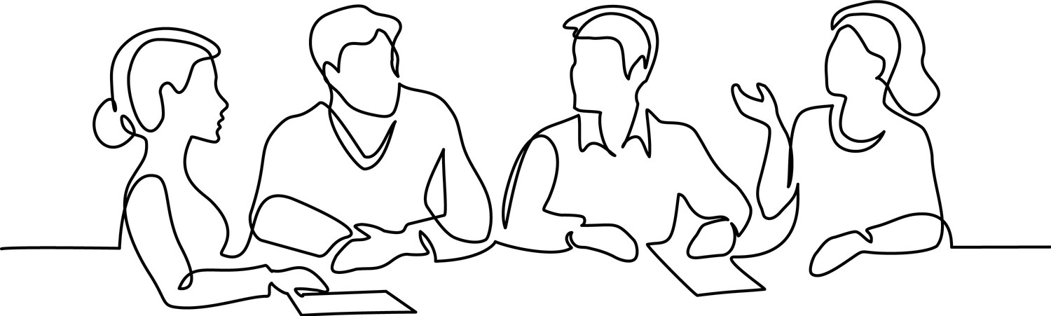 Group of young people discuss interesting task Vector Image