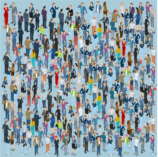 Crowd isometric various nationalities and ages Vector Image