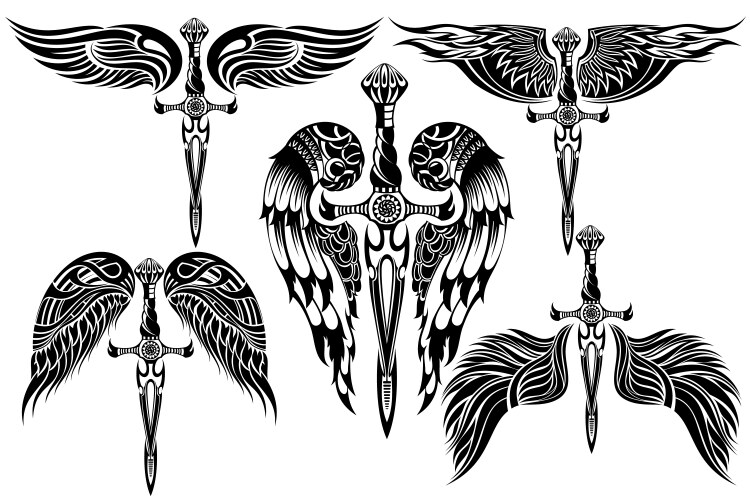 Wings and sword Royalty Free Vector Image - VectorStock