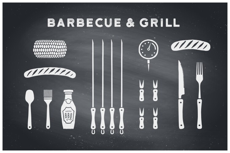Cartoon bbq grill elements party equipment Vector Image