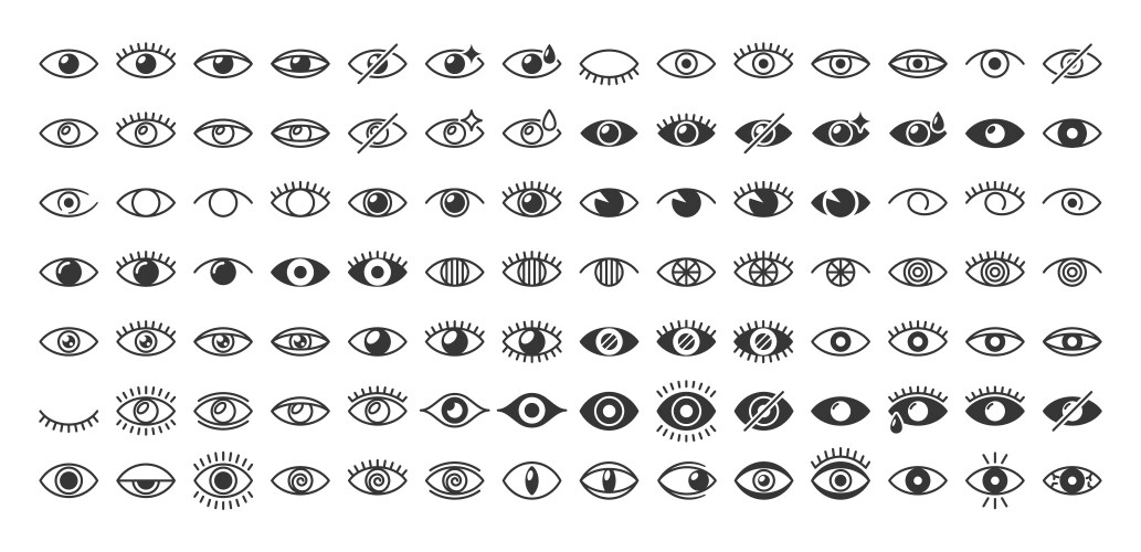 Set monochrome icons for eyelashes extension Vector Image