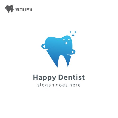 Check mark and shinning teeth logo icon template Vector Image