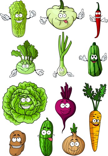 Cute cartoon vegetable collection Royalty Free Vector Image