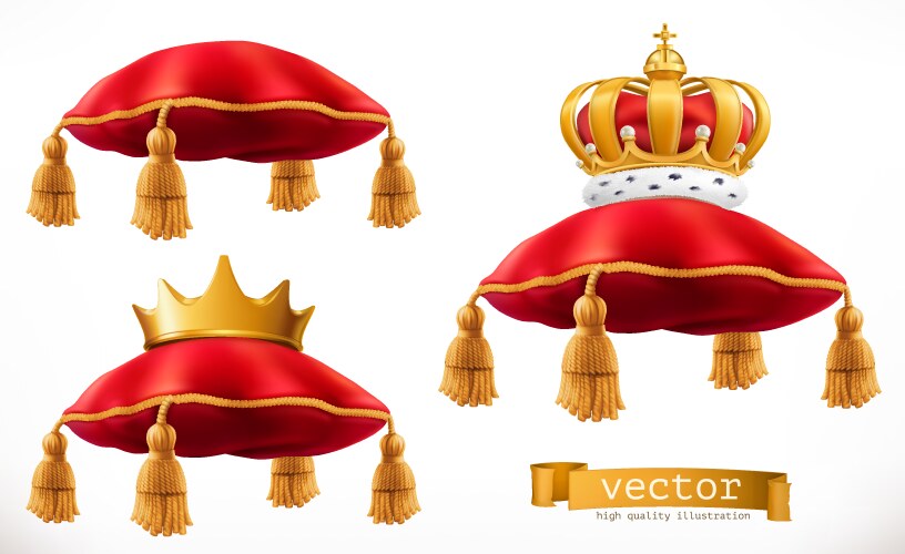 Royal coat of arms king and kingdom 3d emblem set Vector Image