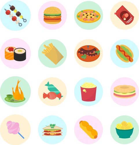 Fast food isometric 3d icons set Royalty Free Vector Image